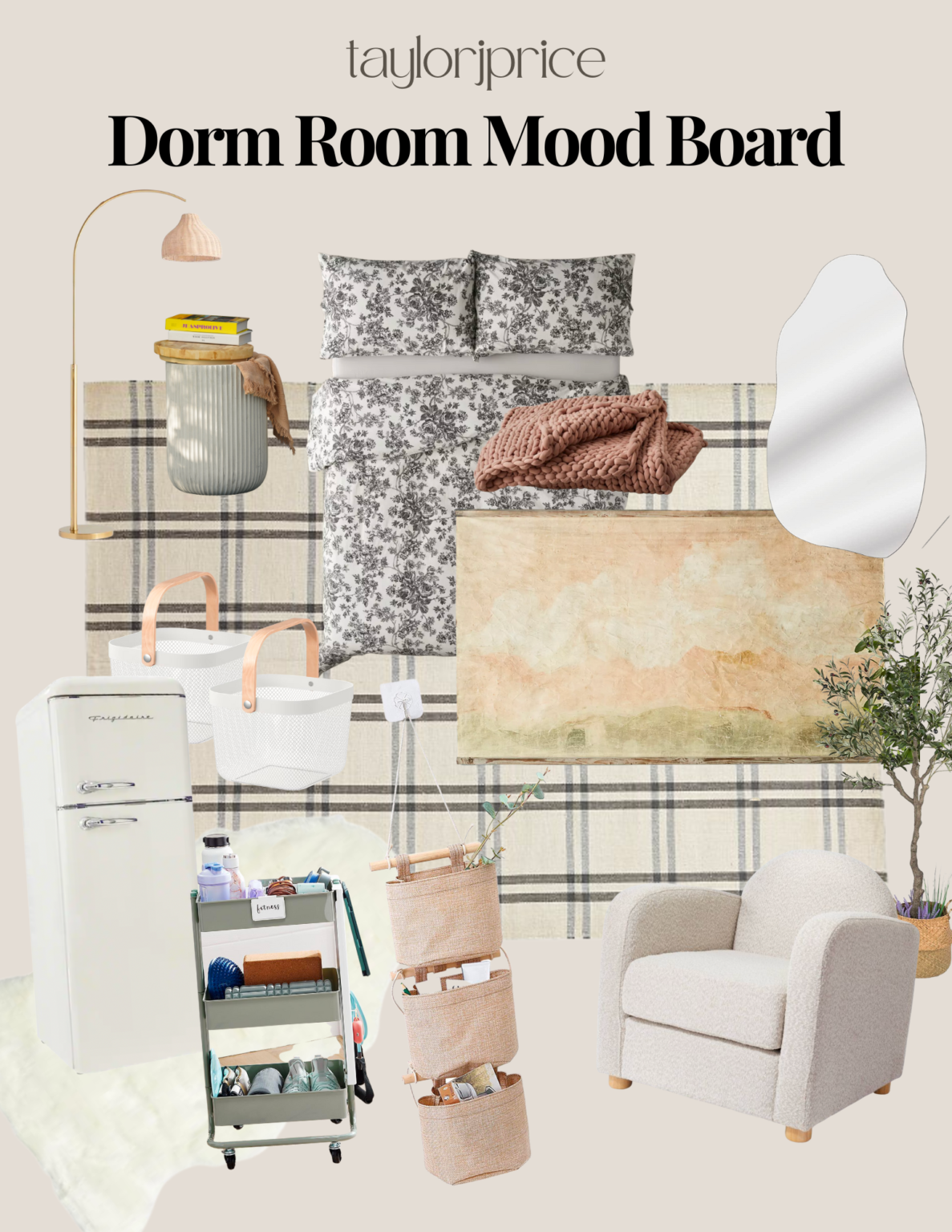 Stylish Dorm Room Mood Board and Decor Ideas - taylorjprice.com